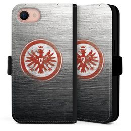 DeinDesign iPhone 16e Handy Klapph&uuml;lle Handyh&uuml;lle aus Kunst Leder schwarz Flip Case Eintracht Frankfurt Sge Logo Sideflip mit Lasche