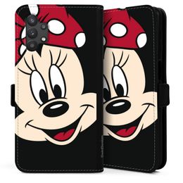 DeinDesign Galaxy A32 5G Handy Klapph&uuml;lle Handyh&uuml;lle aus Kunst Leder schwarz Flip Case Minnie Mouse Official Licensed Product Disney Sideflip mit langer Lasche