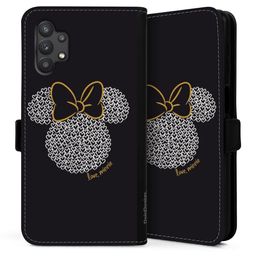 DeinDesign Galaxy A32 5G Handy Klapph&uuml;lle Handyh&uuml;lle aus Kunst Leder schwarz Flip Case Minnie Mouse Muster Disney Sideflip mit langer Lasche