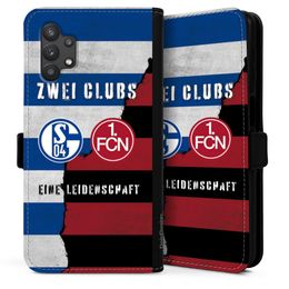 DeinDesign Galaxy A32 5G Handy Klapph&uuml;lle Handyh&uuml;lle aus Kunst Leder schwarz Flip Case Fc Schalke 04 Friendship 1. Fc N&uuml;rnberg Sideflip mit langer Lasche