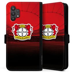 DeinDesign Galaxy A32 5G Handy Klapph&uuml;lle Handyh&uuml;lle aus Kunst Leder schwarz Flip Case Bayer 04 Leverkusen Official Licensed Product Stadium Sideflip mit langer 
