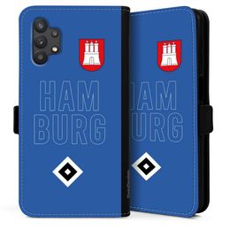 DeinDesign Galaxy A32 5G Handy Klapph&uuml;lle Handyh&uuml;lle aus Kunst Leder schwarz Flip Case Hamburger Sv Hamburg Official Licensed Product Sideflip mit langer Lasche