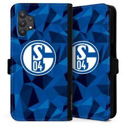 DeinDesign Galaxy A32 5G Handy Klapph&uuml;lle Handyh&uuml;lle aus Kunst Leder schwarz Flip Case Camouflage Fc Schalke 04 Muster Sideflip mit langer Lasche