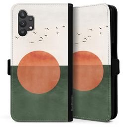 DeinDesign Galaxy A32 5G Handy Klapph&uuml;lle Handyh&uuml;lle aus Kunst Leder schwarz Flip Case Sunset Bird Sunshine Sideflip mit langer Lasche