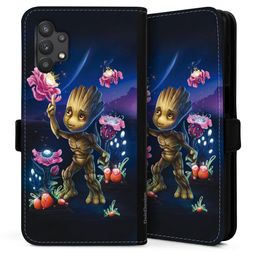 DeinDesign Galaxy A32 5G Handy Klapph&uuml;lle Handyh&uuml;lle aus Kunst Leder schwarz Flip Case Baby Groot Marvel Guardians Of The Galaxy Sideflip mit langer Lasche