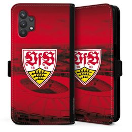 DeinDesign Galaxy A32 5G Handy Klapph&uuml;lle Handyh&uuml;lle aus Kunst Leder schwarz Flip Case Vfb Stuttgart Official Licensed Product Stadium Sideflip mit langer Lasche