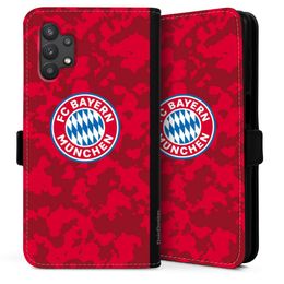 DeinDesign Galaxy A32 5G Handy Klapph&uuml;lle Handyh&uuml;lle aus Kunst Leder schwarz Flip Case Camouflage Fc Bayern M&uuml;nchen Fcb Sideflip mit langer Lasche