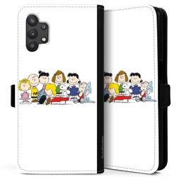 DeinDesign Galaxy A32 5G Handy Klapph&uuml;lle Handyh&uuml;lle aus Kunst Leder schwarz Flip Case Merchandise Kindheit Peanuts Sideflip mit langer Lasche