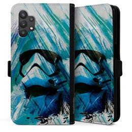 DeinDesign Galaxy A32 5G Handy Klapph&uuml;lle Handyh&uuml;lle aus Kunst Leder schwarz Flip Case Colourful Star Wars Stormtrooper Sideflip mit langer Lasche
