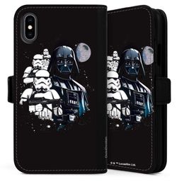 DeinDesign iPhone X Handy Klapph&uuml;lle Handyh&uuml;lle aus Kunst Leder schwarz Flip Case Weltall Star Wars Movie Sideflip mit langer Lasche