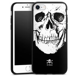 DeinDesign iPhone SE (2022) Handy Slim Case extra d&uuml;nn Silikon Handyh&uuml;lle schwarz H&uuml;lle Totenkopf Official Licensed Product Fc St. Pauli Silikon Slim Case