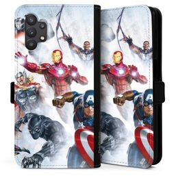 DeinDesign Galaxy A32 5G Handy Klapph&uuml;lle Handyh&uuml;lle aus Kunst Leder schwarz Flip Case Marvel Avengers Official Licensed Product Sideflip mit langer Lasche