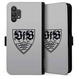 DeinDesign Galaxy A32 5G Handy Klapph&uuml;lle Handyh&uuml;lle aus Kunst Leder schwarz Flip Case Vfb Stuttgart Official Licensed Product Logo Sideflip mit langer Lasche