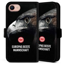 DeinDesign iPhone 16e Handy Klapph&uuml;lle Handyh&uuml;lle aus Kunst Leder schwarz Flip Case European Cup Official Licensed Product Eintracht Frankfurt Sideflip mit 