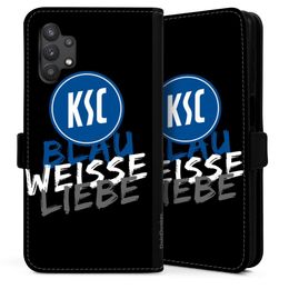 DeinDesign Galaxy A32 5G Handy Klapph&uuml;lle Handyh&uuml;lle aus Kunst Leder schwarz Flip Case Ksc Official Licensed Product Karlsruher Sc Sideflip mit langer Lasche