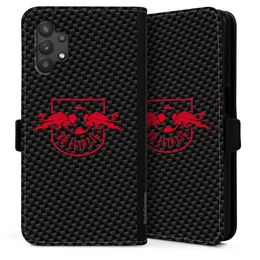 DeinDesign Galaxy A32 5G Handy Klapph&uuml;lle Handyh&uuml;lle aus Kunst Leder schwarz Flip Case Official Licensed Product Carbon Rb Leipzig Sideflip mit langer Lasche