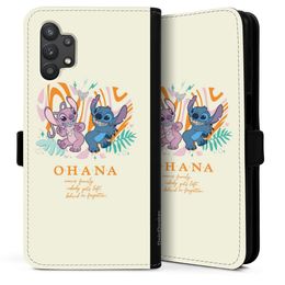DeinDesign Galaxy A32 5G Handy Klapph&uuml;lle Handyh&uuml;lle aus Kunst Leder schwarz Flip Case Lilo & Stitch Official Licensed Product Disney Sideflip mit langer Lasche