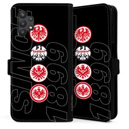 DeinDesign Galaxy A32 5G Handy Klapph&uuml;lle Handyh&uuml;lle aus Kunst Leder schwarz Flip Case Eagle Eintracht Frankfurt Logo Sideflip mit langer Lasche