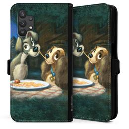 DeinDesign Galaxy A32 5G Handy Klapph&uuml;lle Handyh&uuml;lle aus Kunst Leder schwarz Flip Case Official Licensed Product Lady And The Tramp Disney Sideflip mit langer 