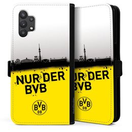 DeinDesign Galaxy A32 5G Handy Klapph&uuml;lle Handyh&uuml;lle aus Kunst Leder schwarz Flip Case Borussia Dortmund Statement Bvb Sideflip mit langer Lasche