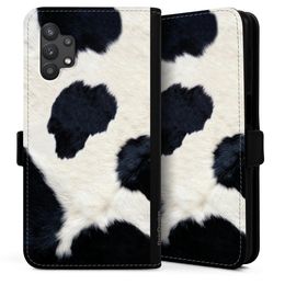 DeinDesign Galaxy A32 5G Handy Klapph&uuml;lle Handyh&uuml;lle aus Kunst Leder schwarz Flip Case Animal Print Animal Look Cow Skin Sideflip mit langer Lasche