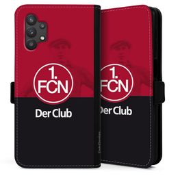 DeinDesign Galaxy A32 5G Handy Klapph&uuml;lle Handyh&uuml;lle aus Kunst Leder schwarz Flip Case Official Licensed Product Der Club 1. Fc N&uuml;rnberg Sideflip mit langer 