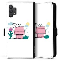 DeinDesign Galaxy A32 5G Handy Klapph&uuml;lle Handyh&uuml;lle aus Kunst Leder schwarz Flip Case Snoopy Dog Official Licensed Product Sideflip mit langer Lasche