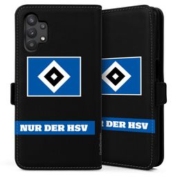 DeinDesign Galaxy A32 5G Handy Klapph&uuml;lle Handyh&uuml;lle aus Kunst Leder schwarz Flip Case Statement Hsv Hamburger Sv Sideflip mit langer Lasche