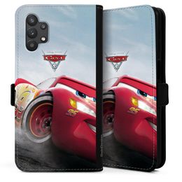 DeinDesign Galaxy A32 5G Handy Klapph&uuml;lle Handyh&uuml;lle aus Kunst Leder schwarz Flip Case Official Licensed Product Cars Lightning Mcqueen 95 Sideflip mit langer 
