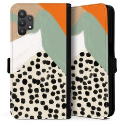 DeinDesign Galaxy A32 5G Handy Klapph&uuml;lle Handyh&uuml;lle aus Kunst Leder schwarz Flip Case Abstract Boho Kunst Sideflip mit langer Lasche