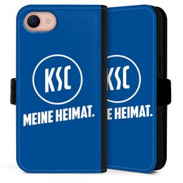 DeinDesign iPhone 16e Handy Klapph&uuml;lle Handyh&uuml;lle aus Kunst Leder schwarz Flip Case Karlsruher Sc Statement Ksc Sideflip mit Lasche