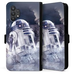 DeinDesign Galaxy A32 5G Handy Klapph&uuml;lle Handyh&uuml;lle aus Kunst Leder schwarz Flip Case Star Wars Merchandise Robot Sideflip mit langer Lasche