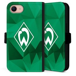 DeinDesign iPhone 16e Handy Klapph&uuml;lle Handyh&uuml;lle aus Kunst Leder schwarz Flip Case Camouflage Sv Werder Bremen Official Licensed Product Sideflip mit Lasche