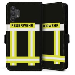 DeinDesign Galaxy A32 5G Handy Klapph&uuml;lle Handyh&uuml;lle aus Kunst Leder schwarz Flip Case Fire Fighters Job Fire Fighter Sideflip mit langer Lasche