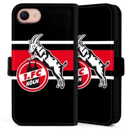DeinDesign iPhone 16e Handy Klapph&uuml;lle Handyh&uuml;lle aus Kunst Leder schwarz Flip Case Official Licensed Product 1. Fc K&ouml;ln Logo Sideflip mit Lasche