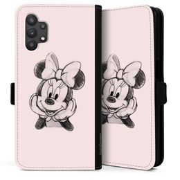 DeinDesign Galaxy A32 5G Handy Klapph&uuml;lle Handyh&uuml;lle aus Kunst Leder schwarz Flip Case Minnie Mouse Disney Official Licensed Product Sideflip mit langer Lasche