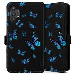 DeinDesign Galaxy A32 5G Handy Klapph&uuml;lle Handyh&uuml;lle aus Kunst Leder schwarz Flip Case Transparent Muster Butterfly Sideflip mit langer Lasche