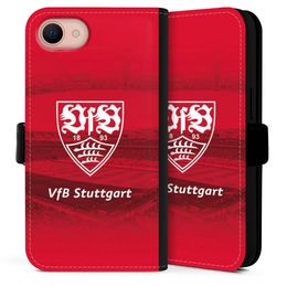 DeinDesign iPhone 16e Handy Klapph&uuml;lle Handyh&uuml;lle aus Kunst Leder schwarz Flip Case Stadium Official Licensed Product Vfb Stuttgart Sideflip mit Lasche