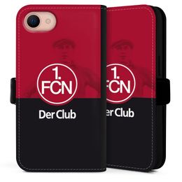 DeinDesign iPhone 16e Handy Klapph&uuml;lle Handyh&uuml;lle aus Kunst Leder schwarz Flip Case Official Licensed Product Der Club 1. Fc N&uuml;rnberg Sideflip mit Lasche