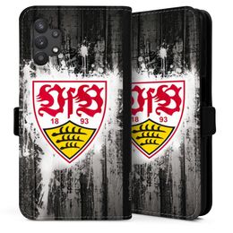 DeinDesign Galaxy A32 5G Handy Klapph&uuml;lle Handyh&uuml;lle aus Kunst Leder schwarz Flip Case Vfb Stuttgart Bundesliga Official Licensed Product Sideflip mit langer 