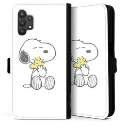 DeinDesign Galaxy A32 5G Handy Klapph&uuml;lle Handyh&uuml;lle aus Kunst Leder schwarz Flip Case Snoopy Peanuts Love Sideflip mit langer Lasche