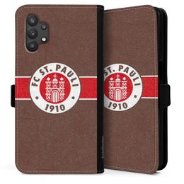 DeinDesign Galaxy A32 5G Handy Klapph&uuml;lle Handyh&uuml;lle aus Kunst Leder schwarz Flip Case Fc St. Pauli Official Licensed Product Logo Sideflip mit langer Lasche