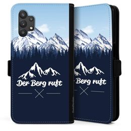 DeinDesign Galaxy A32 5G Handy Klapph&uuml;lle Handyh&uuml;lle aus Kunst Leder schwarz Flip Case Wanderlust Sky Mountain Sideflip mit langer Lasche