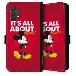 DeinDesign Galaxy A32 5G Handy Klapph&uuml;lle Handyh&uuml;lle aus Kunst Leder schwarz Flip Case Official Licensed Product Disney Mouse Sideflip mit langer Lasche