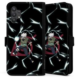 DeinDesign Galaxy A32 5G Handy Klapph&uuml;lle Handyh&uuml;lle aus Kunst Leder schwarz Flip Case Kakashi Naruto Shippuden Official Licensed Product Sideflip mit langer 