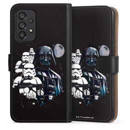 DeinDesign Galaxy A53 5G Handy Klapph&uuml;lle Handyh&uuml;lle aus Kunst Leder schwarz Flip Case Movie Star Wars Weltall Sideflip mit langer Lasche