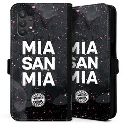 DeinDesign Galaxy A32 5G Handy Klapph&uuml;lle Handyh&uuml;lle aus Kunst Leder schwarz Flip Case Fc Bayern M&uuml;nchen Girl Style Mia San Mia Sideflip mit langer Lasche