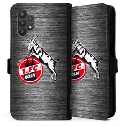 DeinDesign Galaxy A32 5G Handy Klapph&uuml;lle Handyh&uuml;lle aus Kunst Leder schwarz Flip Case Metallic Look Official Licensed Product 1. Fc K&ouml;ln Sideflip mit langer 