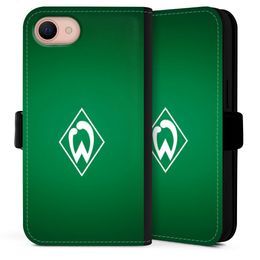 DeinDesign iPhone 16e Handy Klapph&uuml;lle Handyh&uuml;lle aus Kunst Leder schwarz Flip Case Merchandise Sv Werder Bremen Logo Sideflip mit Lasche