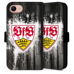 DeinDesign iPhone 16e Handy Klapph&uuml;lle Handyh&uuml;lle aus Kunst Leder schwarz Flip Case Official Licensed Product Vfb Stuttgart Bundesliga Sideflip mit Lasche